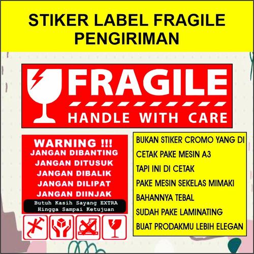 Jual Stiker label Fragile untuk pengiriman barang - Isi 10pcs/5 x 5 ...
