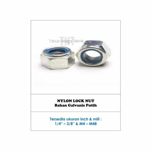 Jual Nylon nut galvanis UNC 1/4 inchi drat 20G nut lock galvanis 1/4 ...