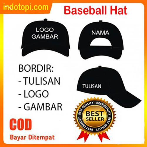 Jual Bordir topi baseball desain logo atau tulisan custom topi satuan - Hitam - Kota Bandung ...