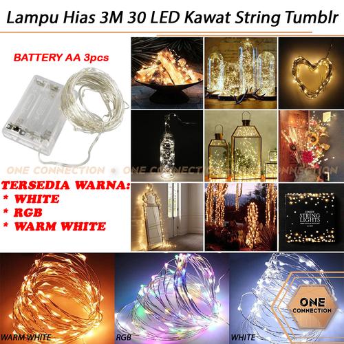 Jual Lampu Hias 3M 30 LED Kawat String BATERAI WATERPROOF Tumblr ...