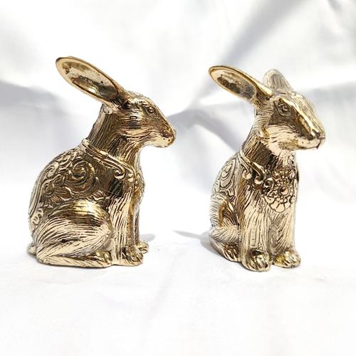 Jual gold rabbit brass statue 10cm| patung kelinci gold bahan kuningan ...