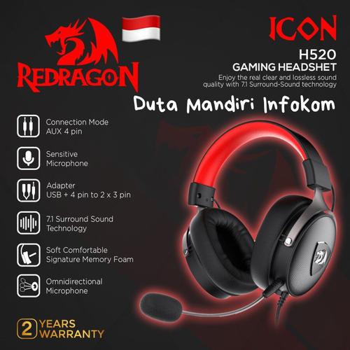 Promo Redragon ICON H520 - USB Wired AUX 7.1 Surround Sound Gaming ...