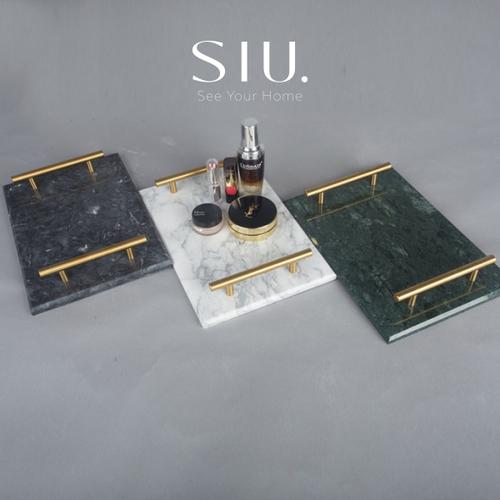 Promo Luxury Marble Tray with Handle / Tatakan Nampan Marmer - Putih ...