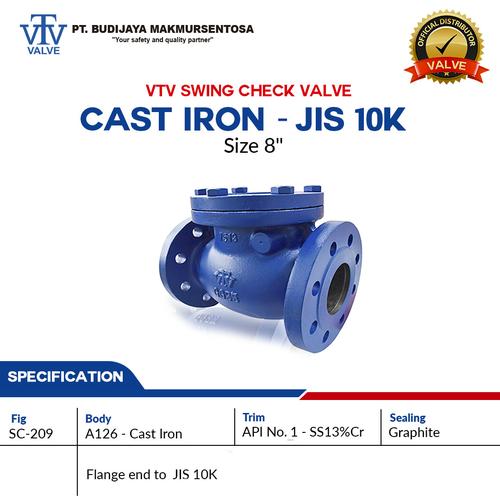 Jual SWING CHECK VALVE VTV CAST IRON - JIS 10K SIZE 8" - Kota Medan ...