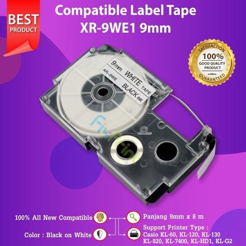 Jual Tape Label Casio XR-9WE1 9mm Black on White Printer KL60 KL820 ...