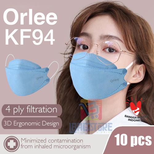 Jual Masker KF94 KF 94 Orlee 4ply earloop Biru Blue Embos Kemenkes isi ...