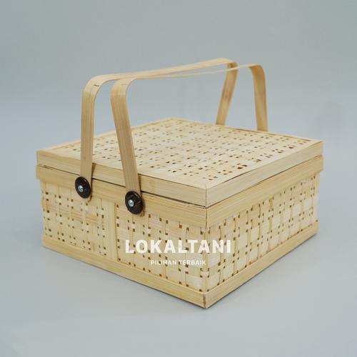 Jual Rantang Bambu Kotak 25CM/ Keranjang Parcel Bambu Premium Persegi ...