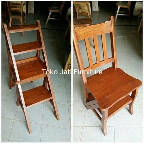 Jual KURSI TANGGA LIPAT MULTIFUNGSI KAYU JATI KURSI PERPUSTAKAAN DAPUR ...