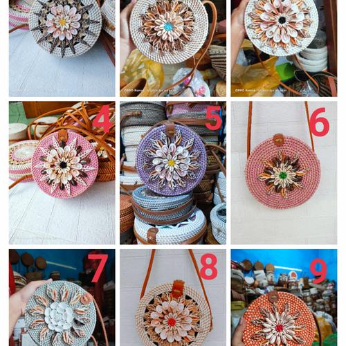 Jual tas rotan bulat bali lombok motif deco gambar lukis dan ulir ...