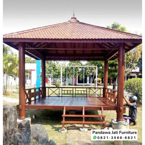 Jual gazebo kayu jati ukuran 2,5x2,5 meter / gazebo minimalis kayu ...