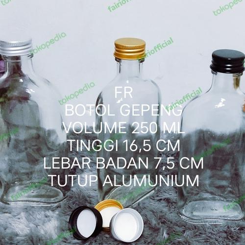 Jual botol kaca oval 250ml botol kaca gepeng 250ml botol bening tutup ...