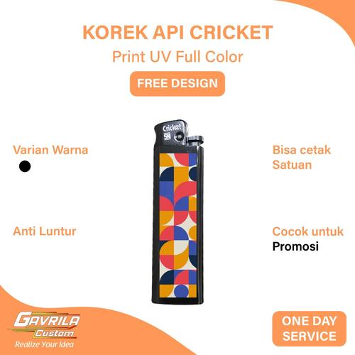 Jual Custom Korek Api Cricket 2 Sisi Murah Print UV - Hitam - Jakarta ...
