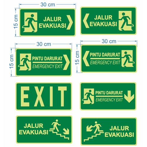Jual Plang Papan Sign Jalur Evakuasi Exit Akrilik Fosfor 15 cm x 30 cm ...