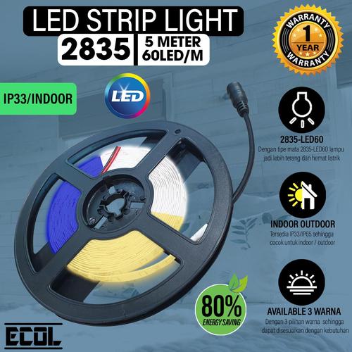 Jual LAMPU LED STRIP LIGHT INDOOR 2835 LED60 IP33 5 METER 5M ECOL ...