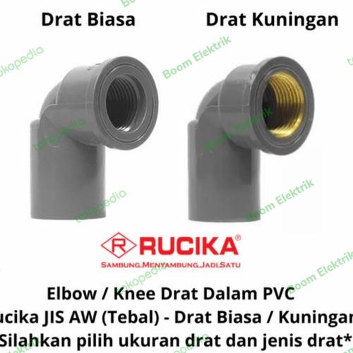 Jual Knee Elbow Drat Dalam 1/2" Pvc Rucika Drat biasa/Kuningan - 1/2 ...