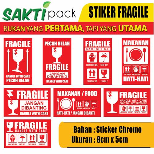 Jual sticker FRAGILE , ukuran 8 x 5 cm, bahan chromo - 04, 25 - Jakarta ...