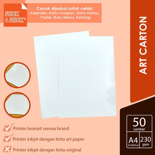 Jual Art Carton 230 gsm A4 isi 50 lbr / Kertas Karton Paper Glossy ...