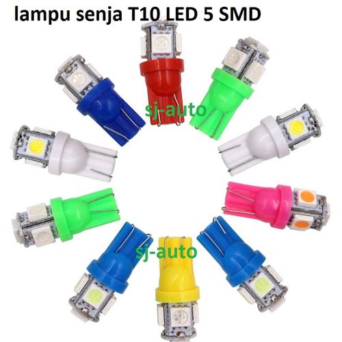 Jual Lampu Senja T10 LED 5 titik 5 SMD Lampu Kota LED T10 12V - Biru ...