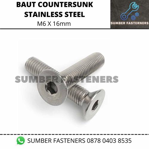 Jual Baut Countersunk/versang L M6x16mm Stainless steel anti karat ...