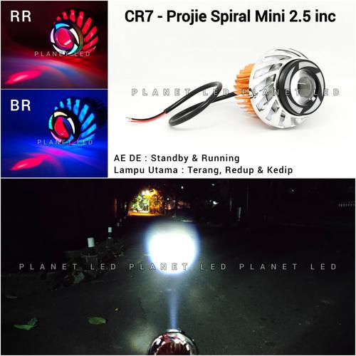 Jual CR7 Lampu Utama Projie Mini 2.5inc Model Spiral 3 Mode Sorot Putih ...
