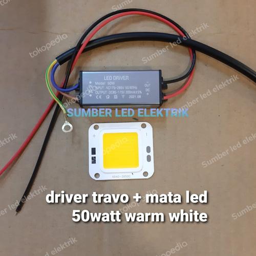 Jual mata chip led cob 50w + driver ballast travo led 50watt warm white - Jakarta Barat - Sumber ...