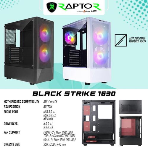 Jual Casing Gaming Power Up Raptor Black Strike 1630 Free 2 Fan RGB ATX ...