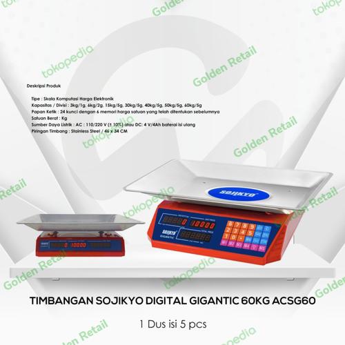 Jual Timbangan Meja Digital 60kg Sojikyo ACSG 60 Gigantic 2 - Jakarta ...
