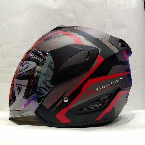 Jual HELM GM FIGHTER GV 2 BLACK DOF RED HELM HALF FACE - Kota Tangerang ...