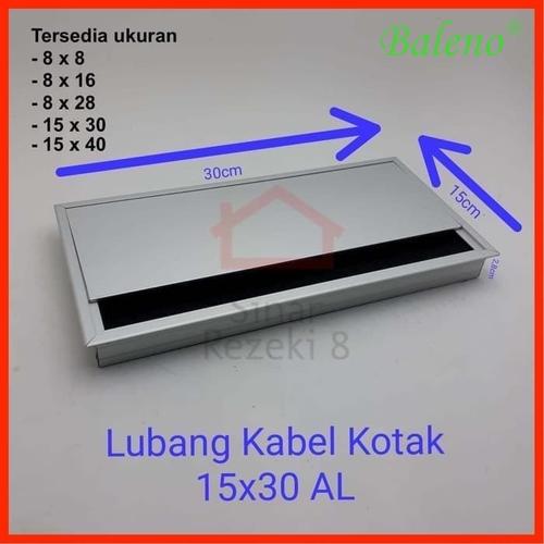 Jual Lubang Kabel Meja Kotak 15 x 30 cm ALUMINIUM Grommet Kantor Silver ...