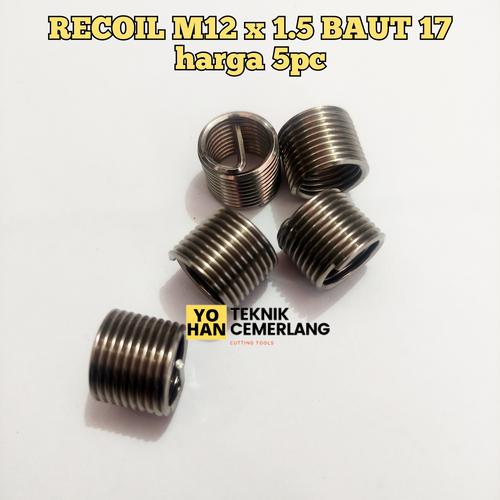 Jual 5 pcs recoil M12 x 1.5 alat perbaikan drat baut 17 slek dol verbos ...