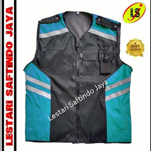 Jual SAFETY VEST BAHAN TASLAN WARNA BIRU KOMBINASI HITAM/ROMPI KERJA ...