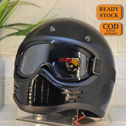 Jual HELM CUSTOM RETRO CAKIL M30 SIMPSON WITH GOGGLE CROOS ( MR HELM ...