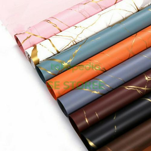 Jual 5 Lembar Cellophane Marble Gold Wrapping Bucket Motif - Caroline ...