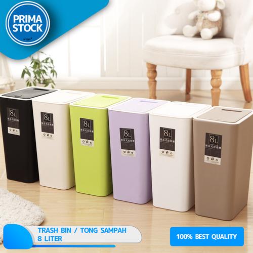 Jual TRASH BIN TEMPAT SAMPAH PENUTUP KOTAK PERSEGI 8 L LITER WARNA PASTEL - Hitam - Kota Bekasi ...