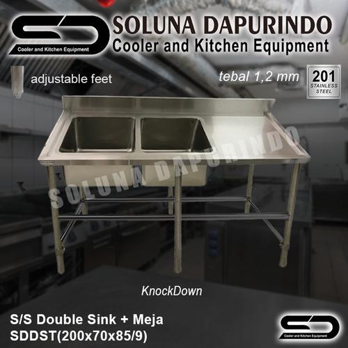 Jual SDDST-200 S/S DOUBLE SINK W/ TABLE / BAK CUCI PIRING STAINLESS ...