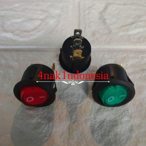 Jual SAKLAR BULAT 3 PIN / KAKI Switch Power Lampu On Off Merah Hijau ...