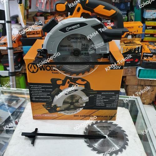 Jual MESIN GERGAJI CIRCULAR SAW WORKSITE BATERAI 6.5" CORDLESS 20V ...