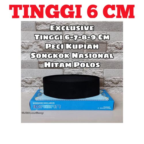 Jual songkok tinggi 6 cm 7 cm peci kopiah tinggi 7 cm 6 cm Hitam polos - Tinggi 6 cm, 8 - Kab ...