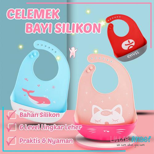 Jual BABY BIB Celemek Makan Bayi Slaber Silikon Anak Bibs Karet Baby ...