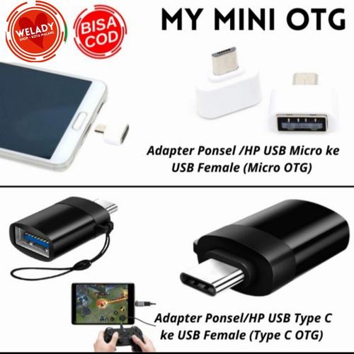 Jual MINI OTG HP KONEKTOR ADAPTER USB TYPE C/ MICRO KE USB FEMALE ...