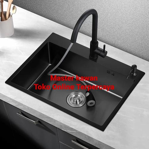 Promo Paket Lengkap Kitchen Sink Stainless INOBE 6045 HITAM + KRAN ...