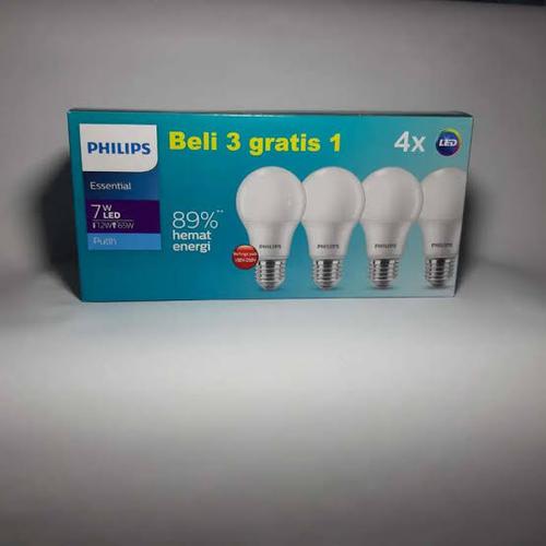 Jual PHILIPS LAMPU ESSENTIAL LED BULB PAKET 3+1 MULTIPACK 7W - Jakarta ...