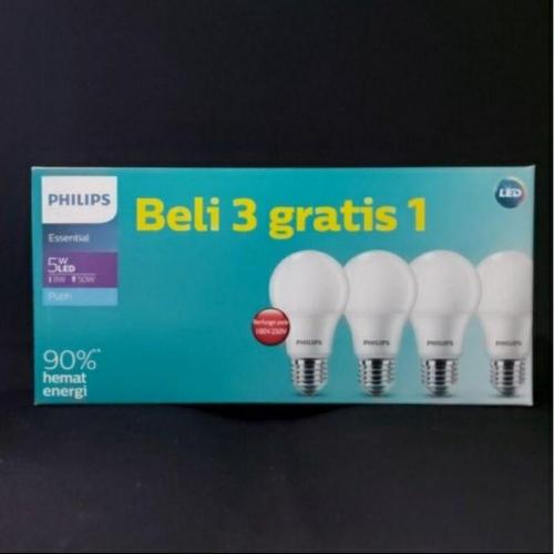 Jual PHILIPS LAMPU ESSENTIAL LED BULB PAKET 3+1 MULTIPACK 5W - Jakarta ...