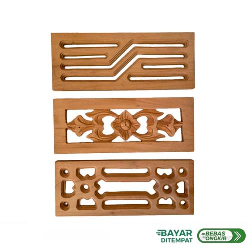 Jual Kepingan Loster Kayu Jati Bermotif Ventilasi Udara 10x25 - Kembang ...