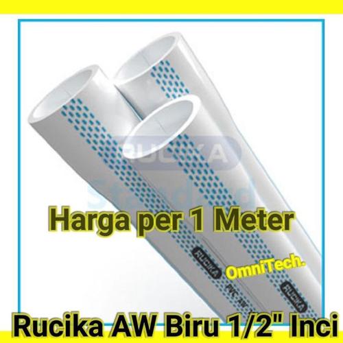 Jual Pipa Air Paralon PVC AW Biru Rucika 1/2" Inci Potongan 1 Meter ...