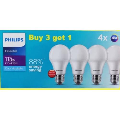 Jual PHILIPS LAMPU ESSENTIAL LED BULB PAKET 3+1 MULTIPACK 11W - Jakarta ...