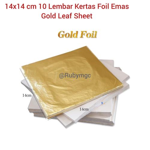 Jual 14x14 cm 10 Lembar Kertas Foil leaf Gold Emas Sheet Kertas Prada ...