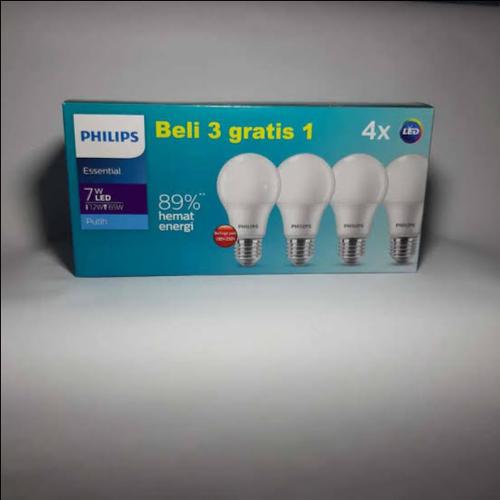Jual PHILIPS LAMPU ESSENTIAL LED BULB PAKET 3+1 MULTIPACK 7W - Jakarta ...