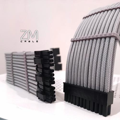 Jual Custom Sleeve Extension PSU Cable Kit - Silver Grey - 4Pin CPU ...