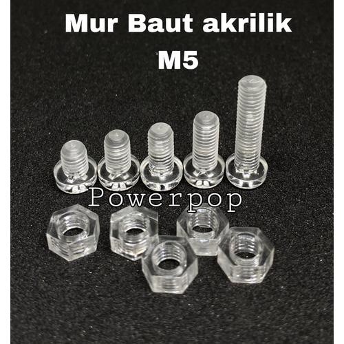 Jual Mur baut acrylic M5 akrilic bening transparant hex 6mm/8/10/12 ...
